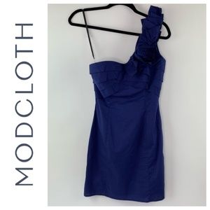 Modcloth | Dresses | Minuet Modcloth One Shoulder Blue Dress Small ...